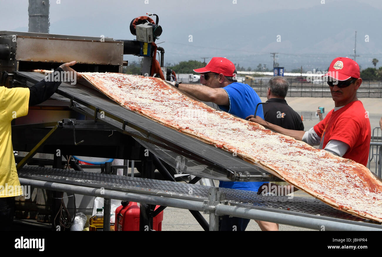 June 10, 2017. Fontana CA. The worlds longest pizza makes it into the ...