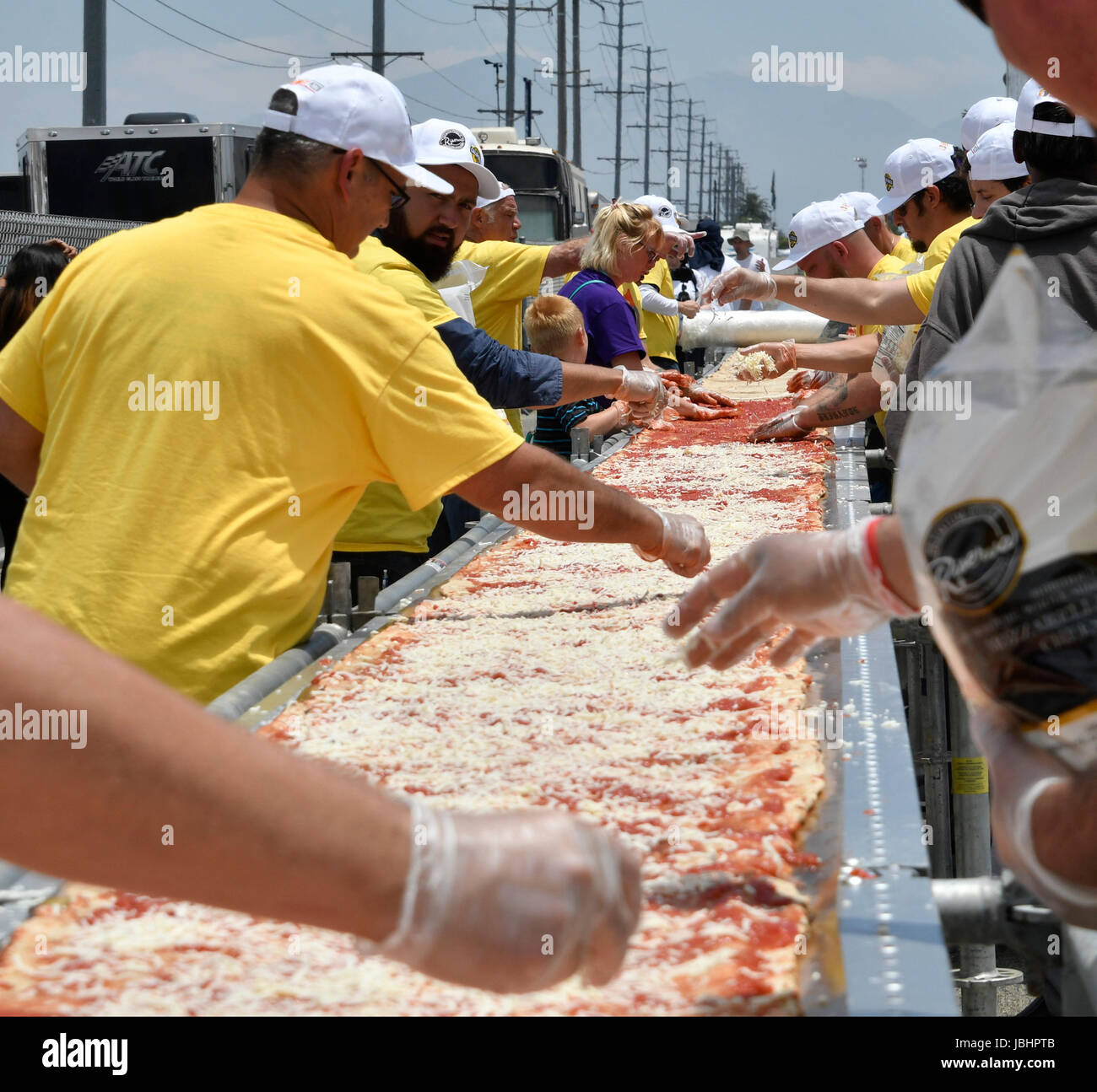 June 10, 2017. Fontana CA. The worlds longest pizza makes it into the ...