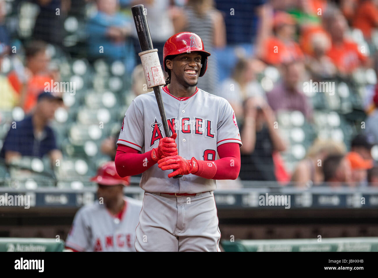 Houston, TX, USA. 9th June, 2017. Los Angeles Angels left fielder ...