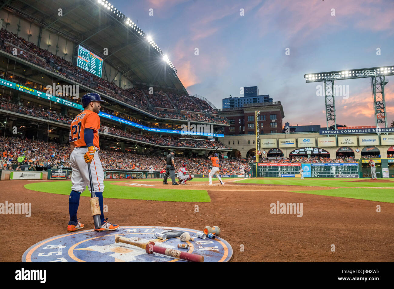 Houston, TX, USA. 9th June, 2017. A view of Minute Maid Park with the ...
