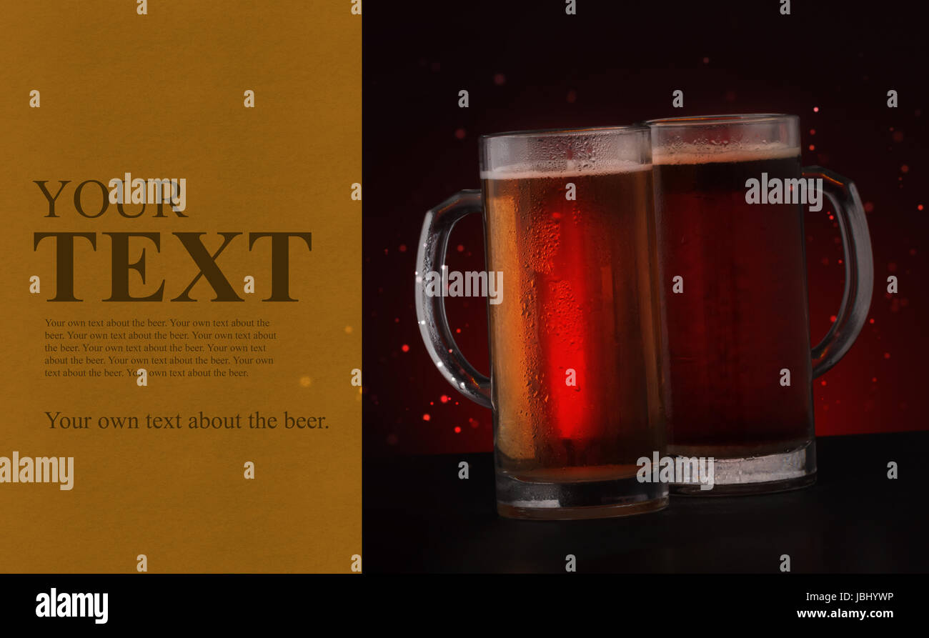 Glass of beer on dark background. Vintage style Stock Photo - Alamy