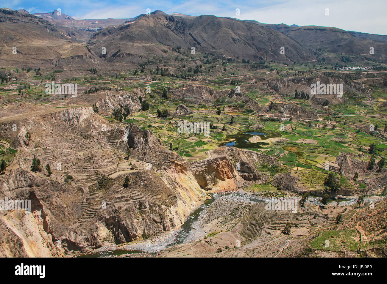 View of Colca Canyon in Peru. It is one of the deepest canyons in the ...