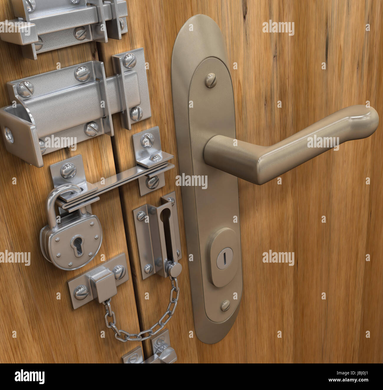 Many lock and system of security in only one door Stock Photo - Alamy