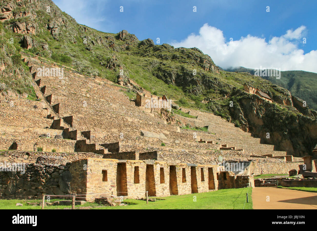 Terraces of Pumatallis at Inca Fortress in Ollantaytambo, Peru ...
