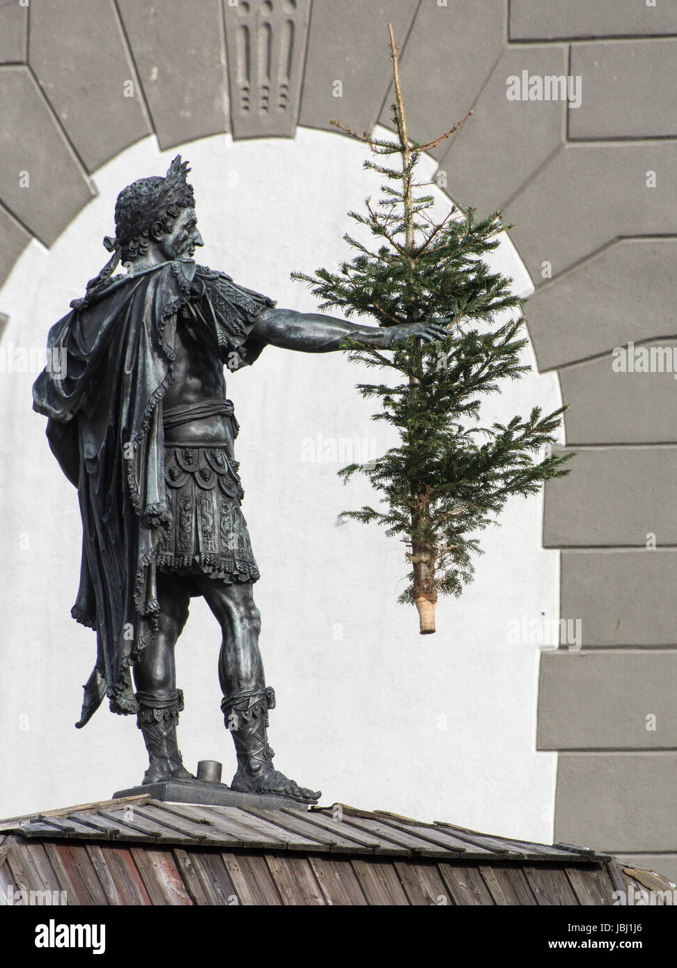 Sculpture of Augustus in Augsburg at the Augustus fountain, built 1594 ...