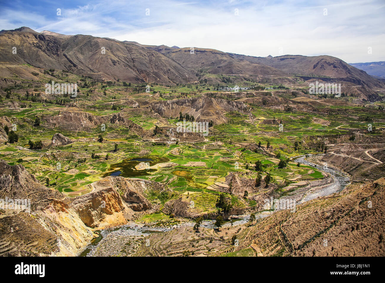 View of Colca Canyon in Peru. It is one of the deepest canyons in the ...