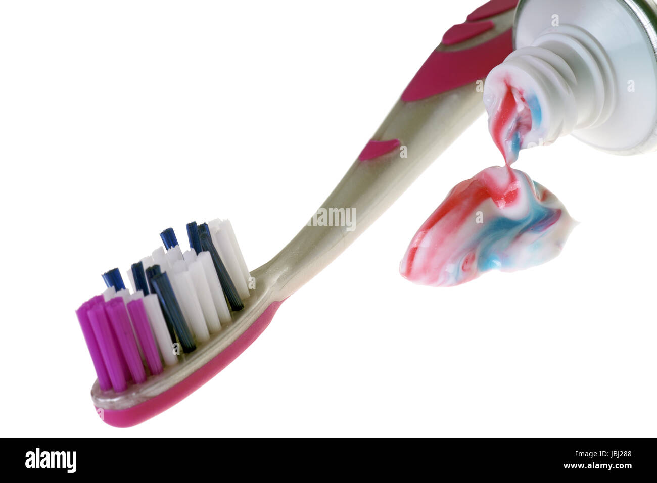 toothbrush with toothpaste isolated over a white background Stock Photo ...