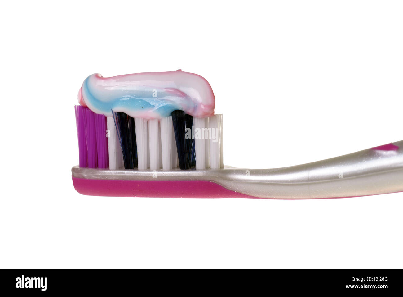 Toothbrush with toothpaste isolated over a white background Stock Photo ...