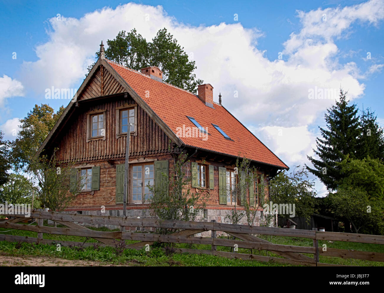 masurian wooden house Stock Photo - Alamy