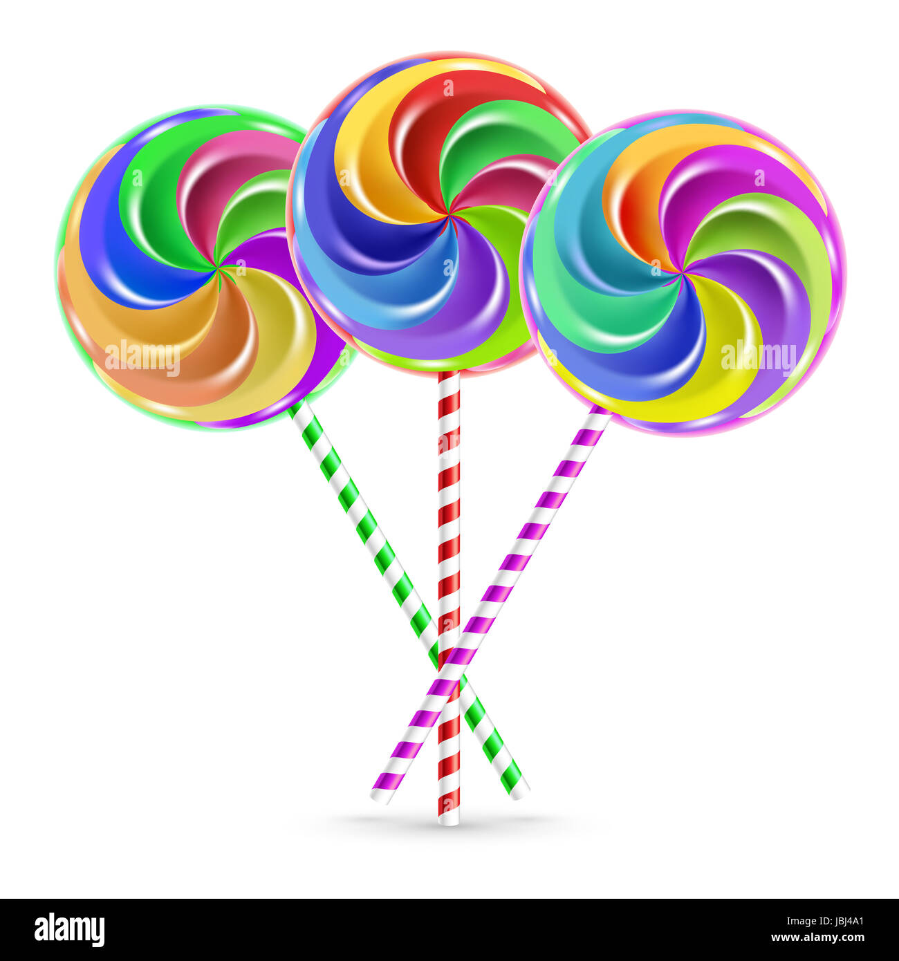 The colorful lollipops on striped sticks over white Stock Photo - Alamy