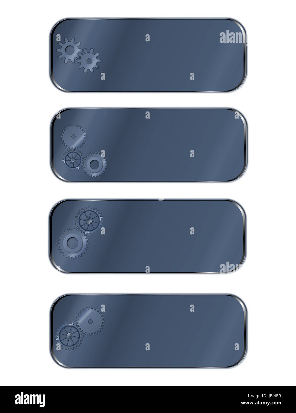 Menu made of gears for machinery horizontal banner in navy blue color ...