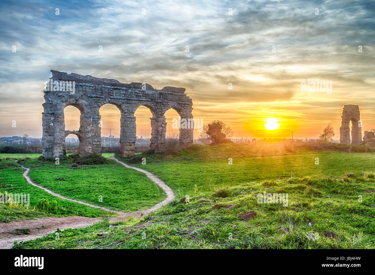 Ruins of Ancient Roman Aqueducts at Sunset, Rome Stock Photo - Alamy