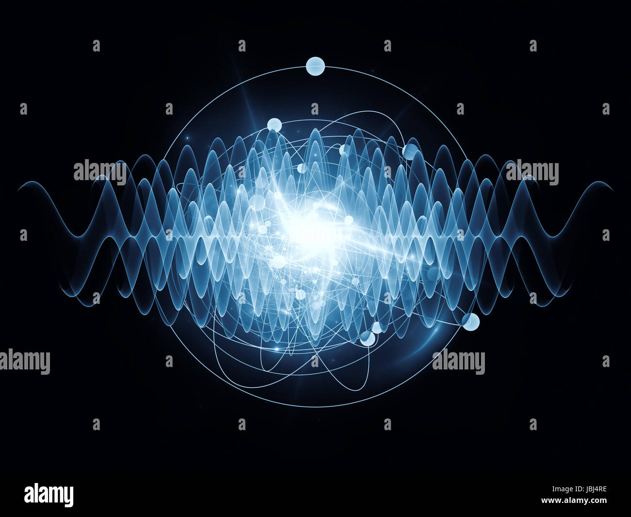 Atomic series. Abstract concept of atom and quantum waves illustrated ...
