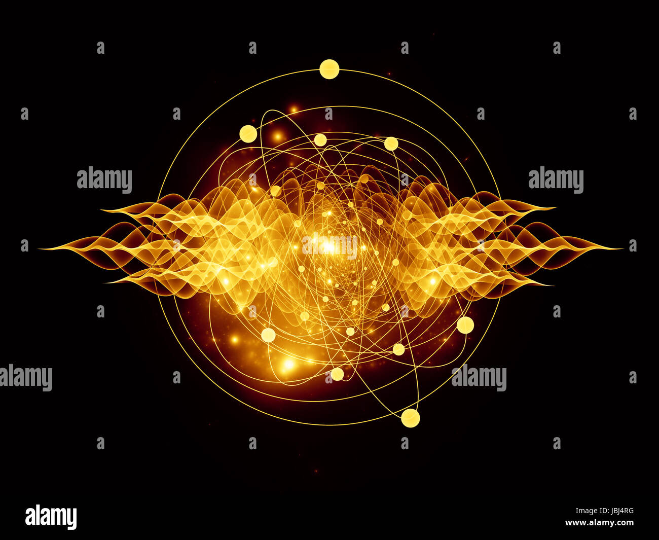 Atomic series. Abstract concept of atom and quantum waves illustrated ...