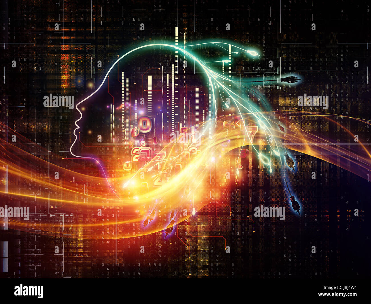 Artificial Intelligence series. Background design of human profile and ...