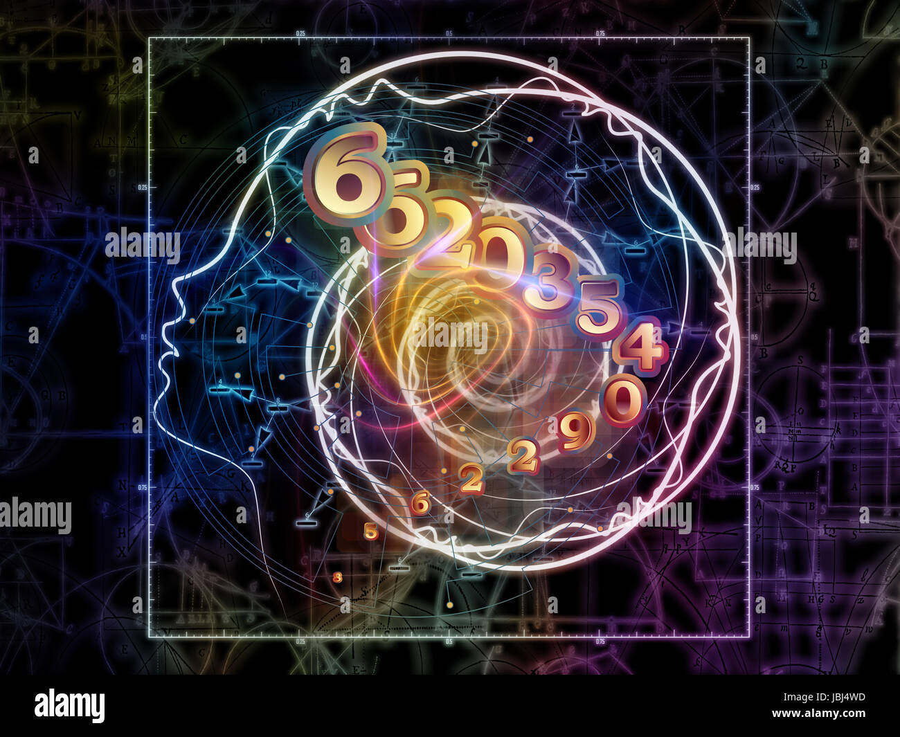 Strange Geometry series. Arrangement of human head profile, math and ...