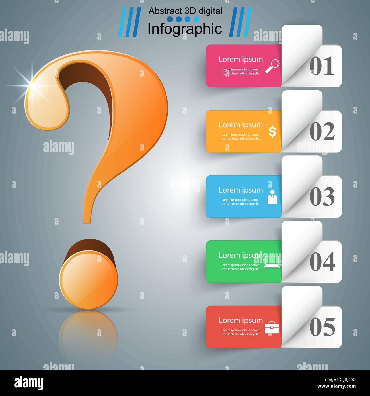 Abstract 3D digital illustration Infographic. Question icon Stock ...