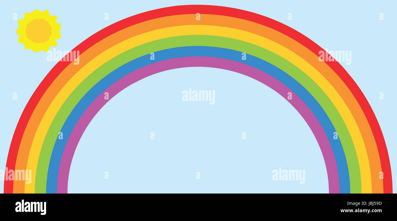 Rainbow with sun. Colors cartoon rainbow and sun illustration Stock ...