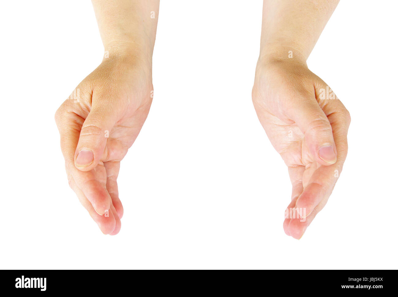 Empty woman hands isolated on white background Stock Photo - Alamy