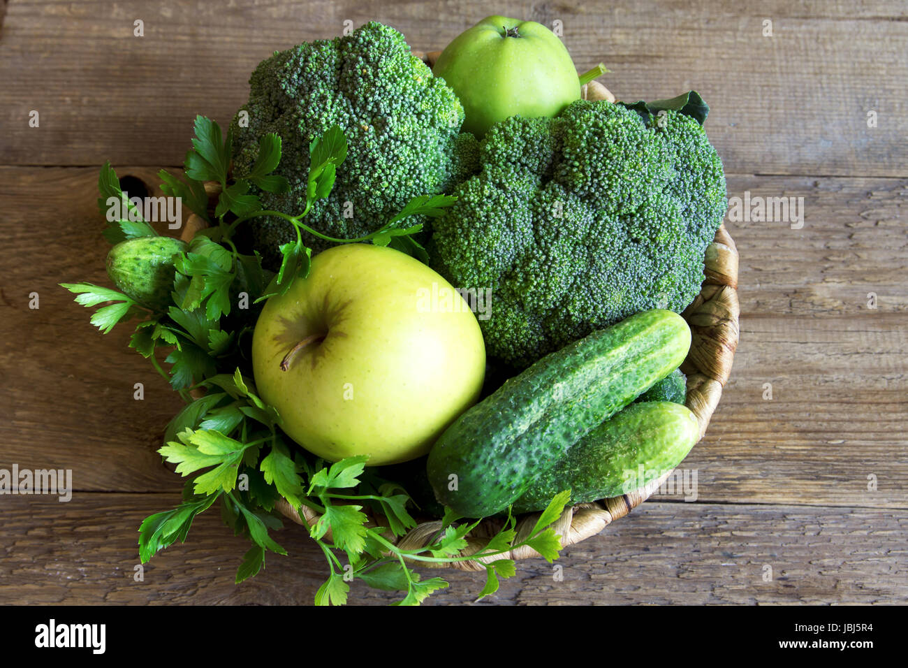 Vegetables . Assorted Organic Harvest Green Vegetables in a Basket ...