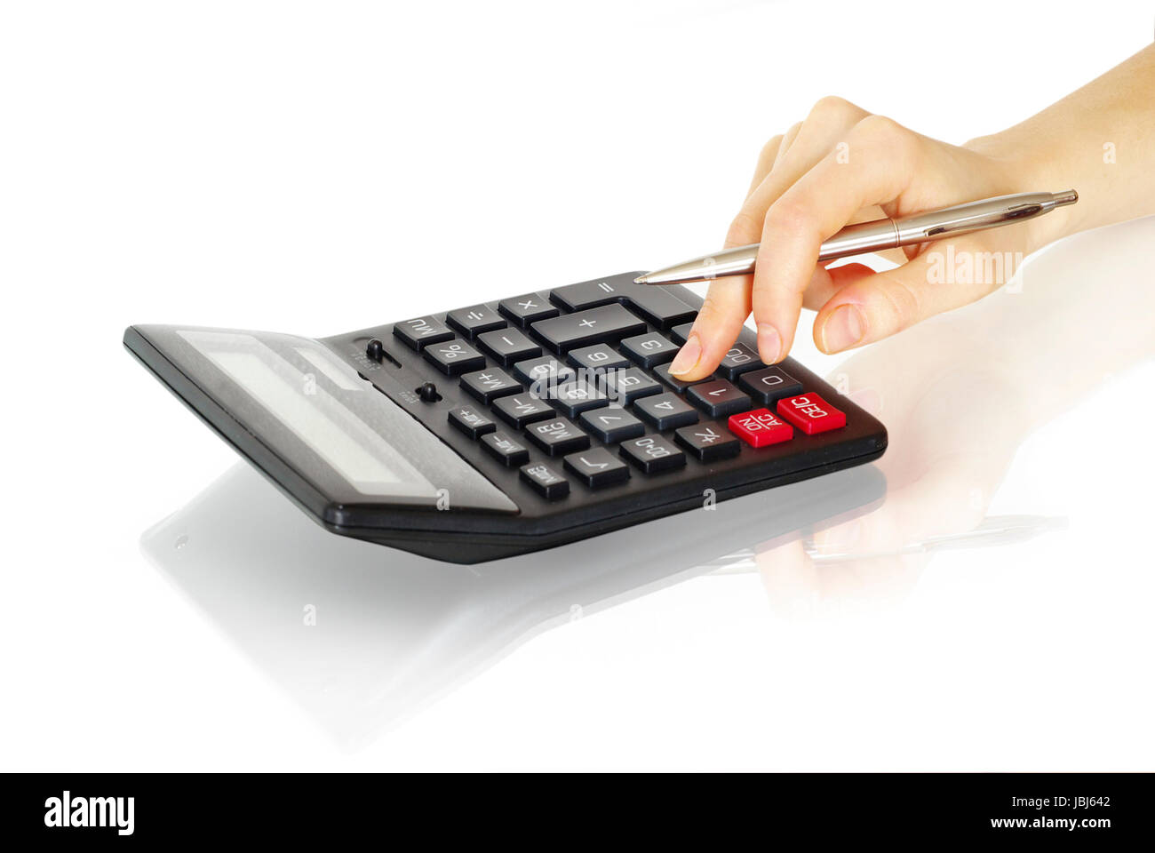 Closeup hand calculator Cut Out Stock Images & Pictures - Alamy