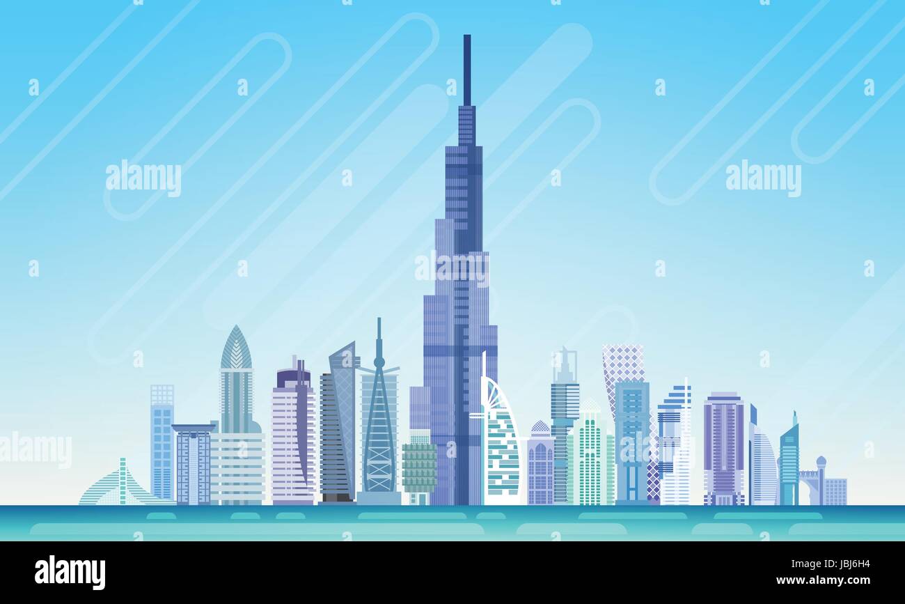 Dubai City Skyscraper View Cityscape Background Skyline with Copy Space ...