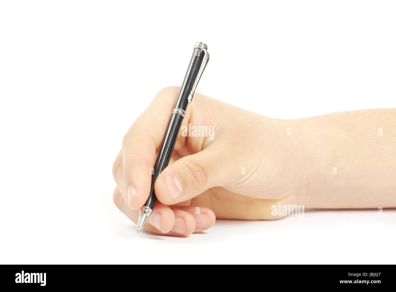 pen in woman hand isolated on white background Stock Photo - Alamy