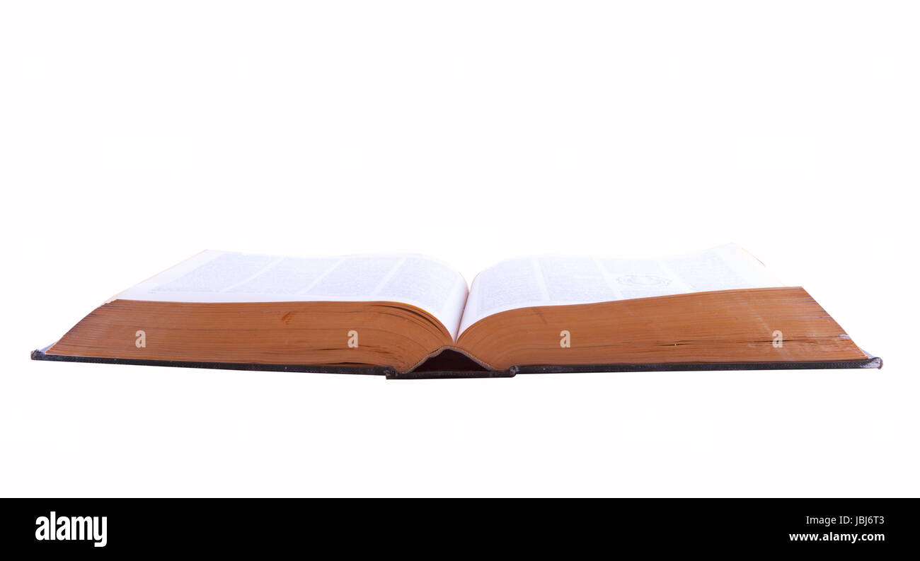 Big open book isolated over white background Stock Photo - Alamy