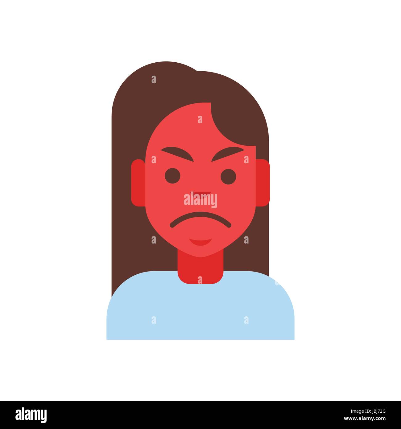 Profile Icon Female Emotion Avatar, Woman Cartoon Portrait Angry Red ...