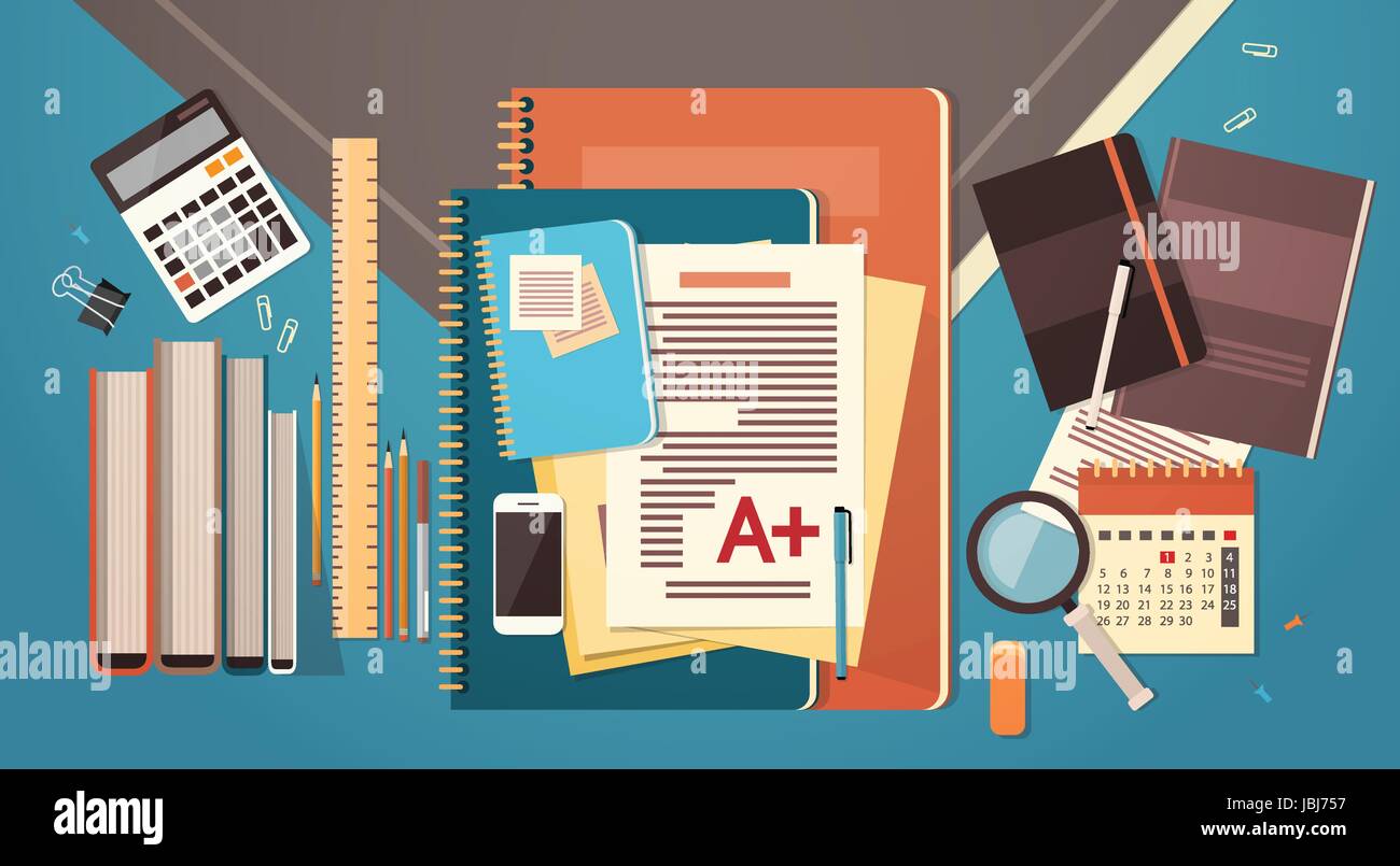 Workplace Desk Documents Papers Folder Office Stuff Top Angle View Copy ...