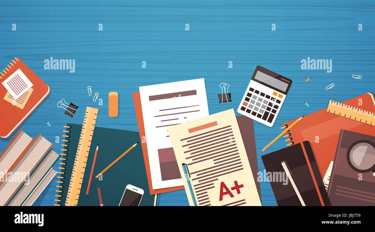 Workplace Desk Documents Papers Folder Office Stuff Top Angle View Copy ...