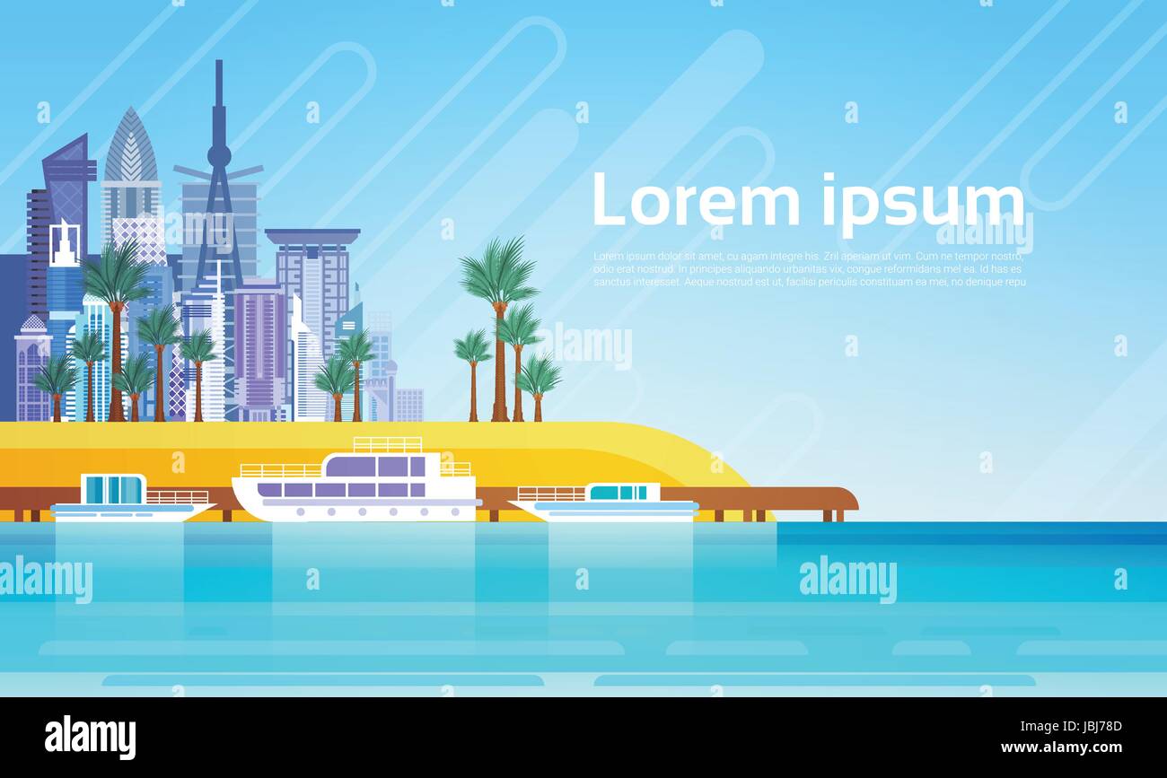 Dubai City Skyscraper View Cityscape Background Skyline with Copy Space ...