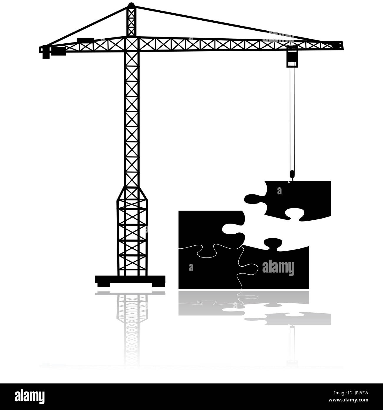 Concept illustration showing a crane moving the final missing piece to ...