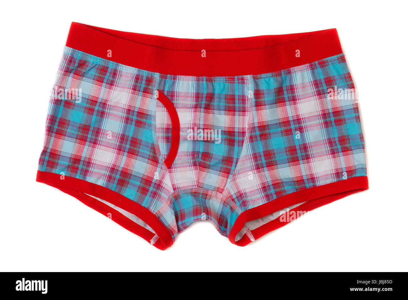 Men's boxer shorts in blue and red checkered, Isolate Stock Photo - Alamy