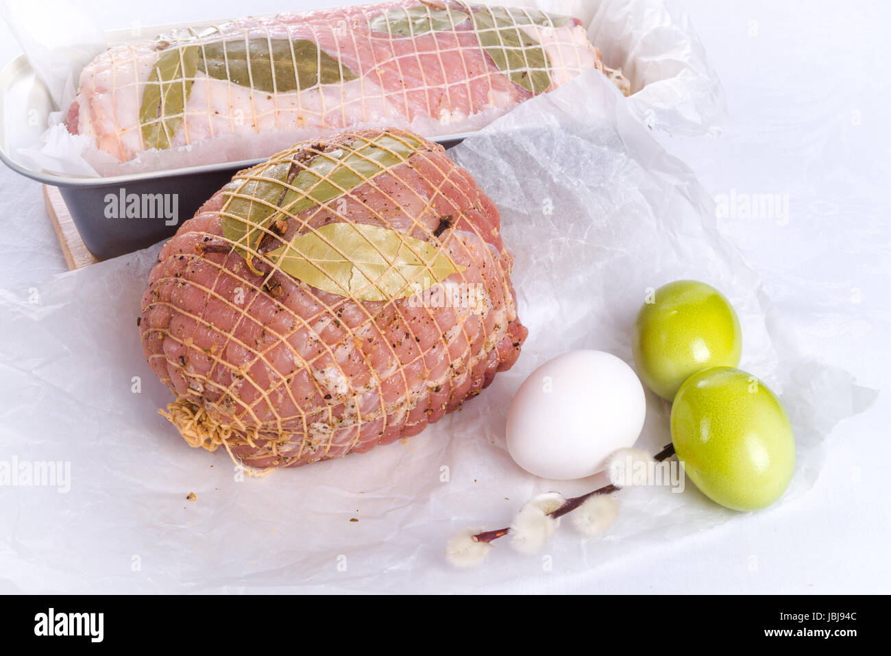 Baked pork - preparation Stock Photo - Alamy