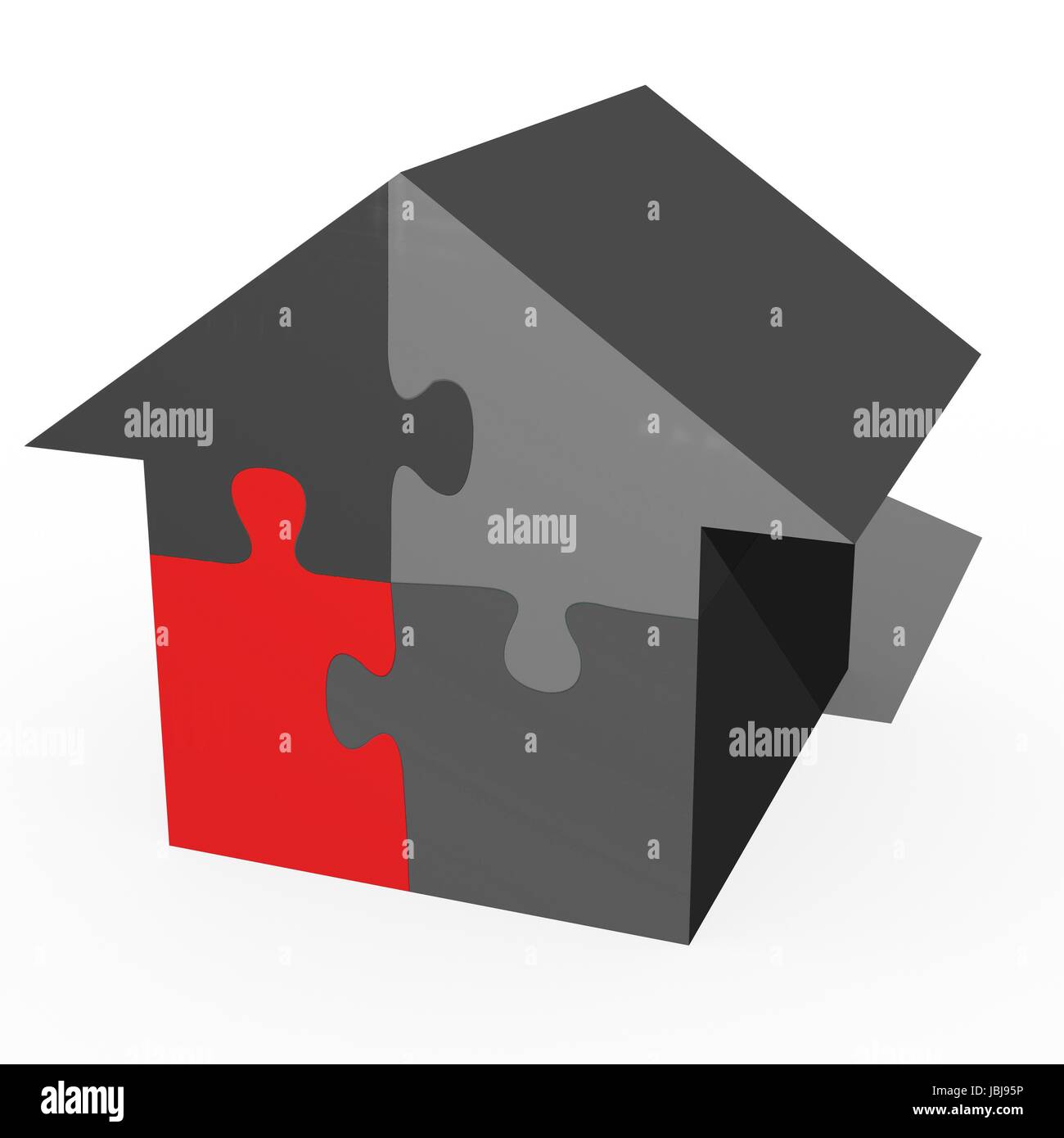 A conceptual jigsaw house on a white background Stock Photo - Alamy