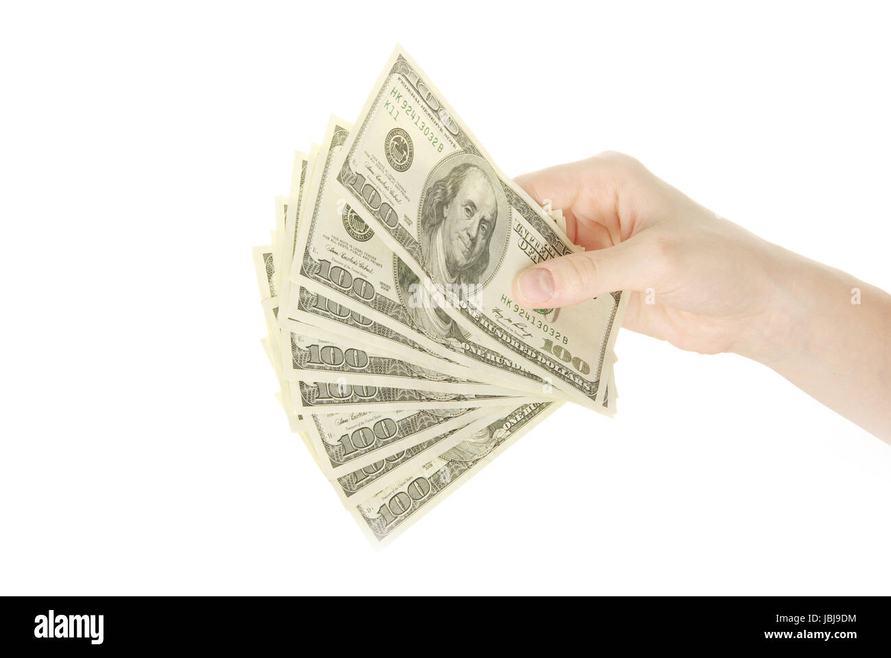 Hand with money isolated on white background Stock Photo - Alamy