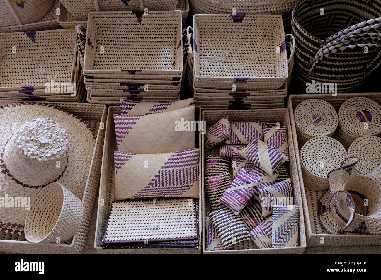 Straw souvenirs for sale at the craft market of Maputo, the capital ...