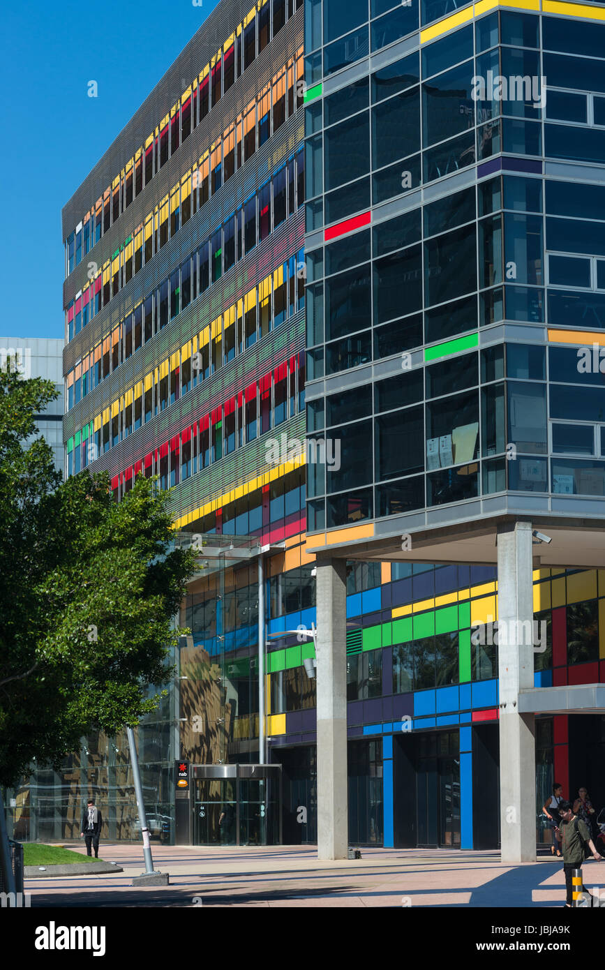 Colourful modern building in docklands precinct of Melbourne, Victoria ...