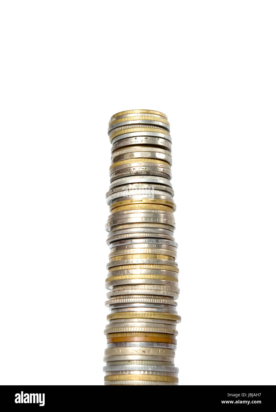 Stack of coins isolated on white Stock Photo - Alamy