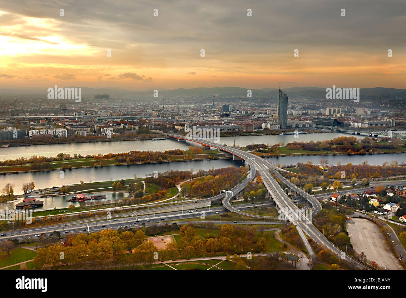 Vienna bird's eye view in twilight Stock Photo - Alamy