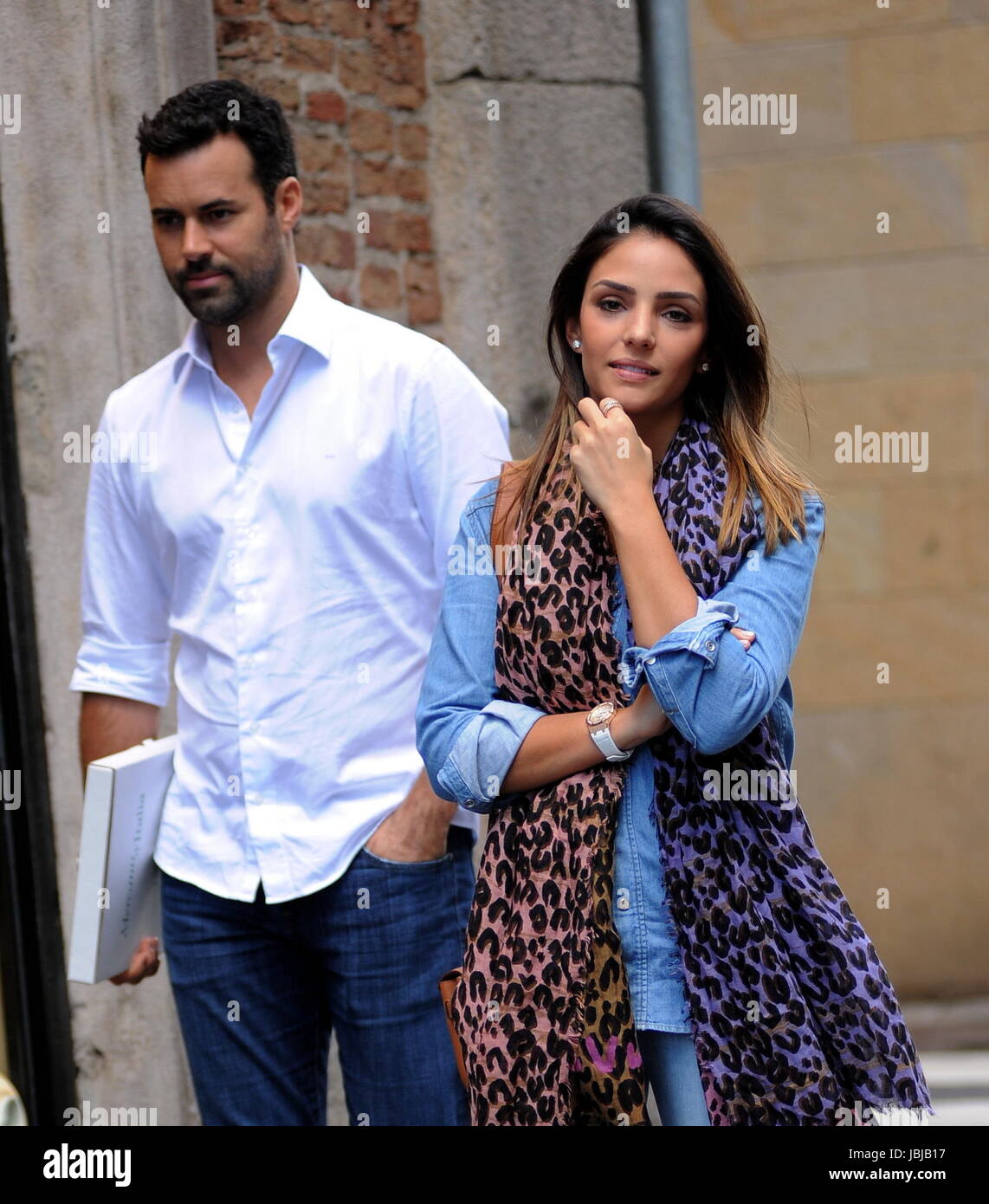 Caroline Celico and her boyfriend, Eduardo Scarpa shopping in Milan ...
