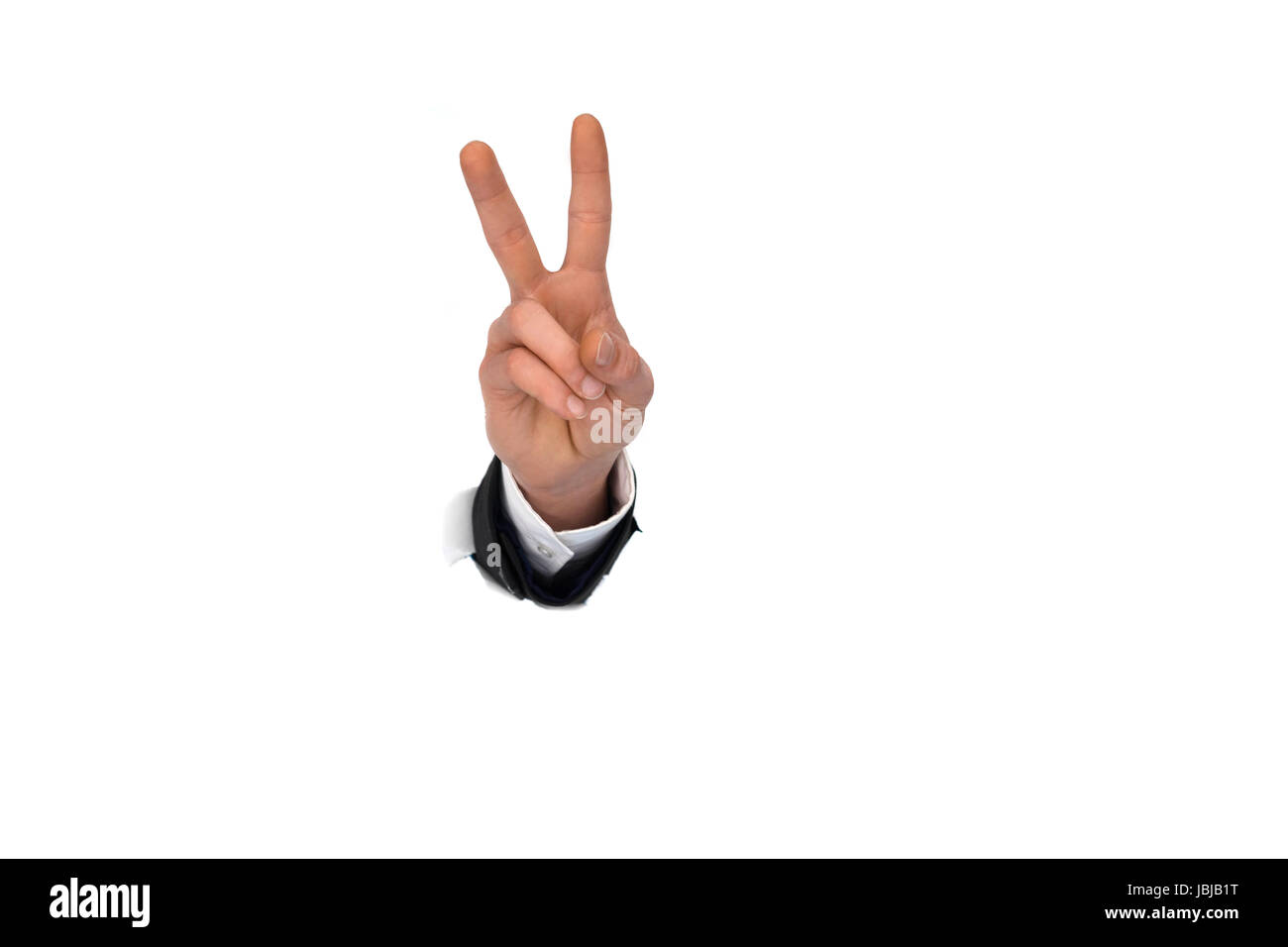 business man hand in the paper whole white Stock Photo - Alamy