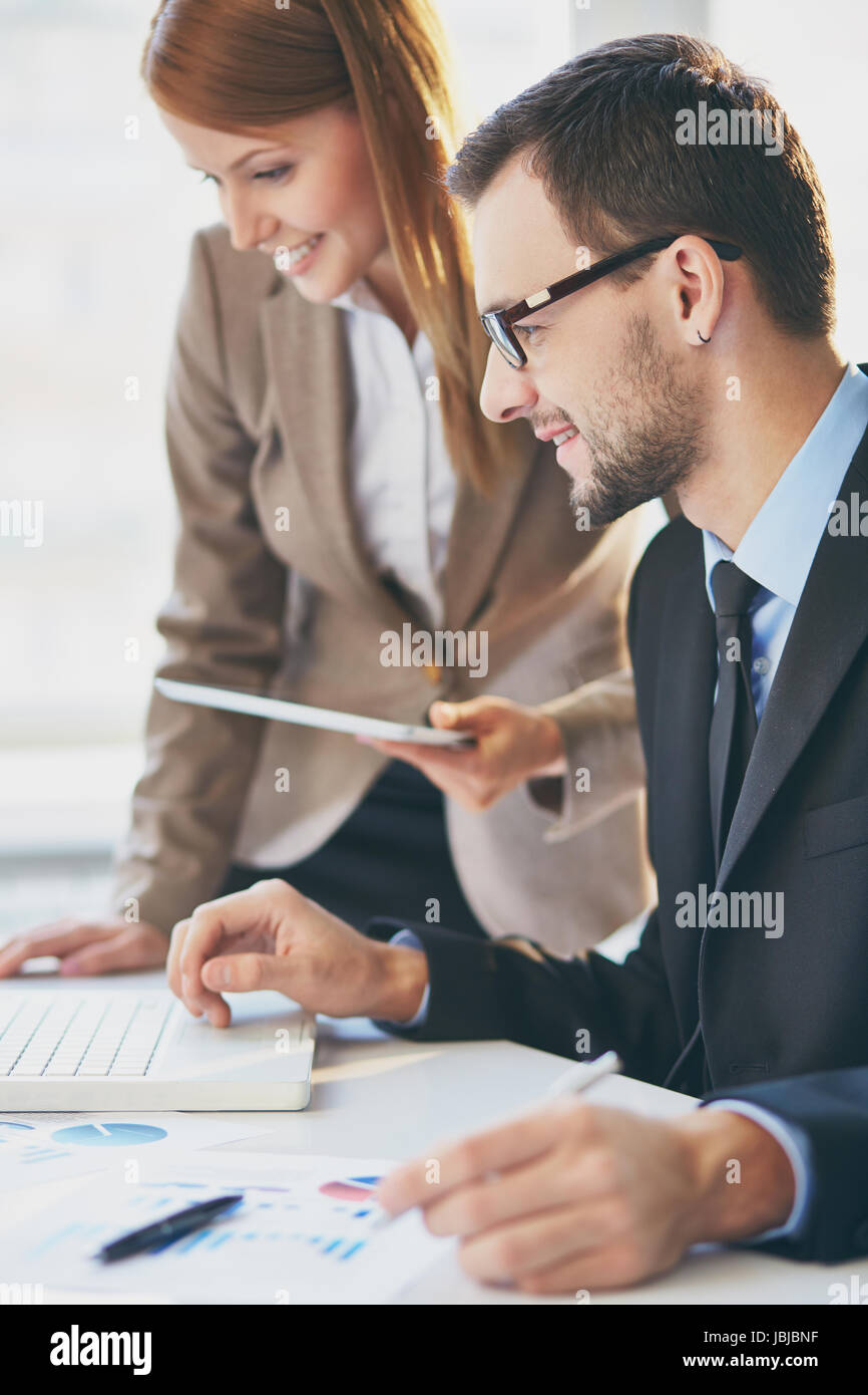 Image of two successful business partners at meeting Stock Photo - Alamy