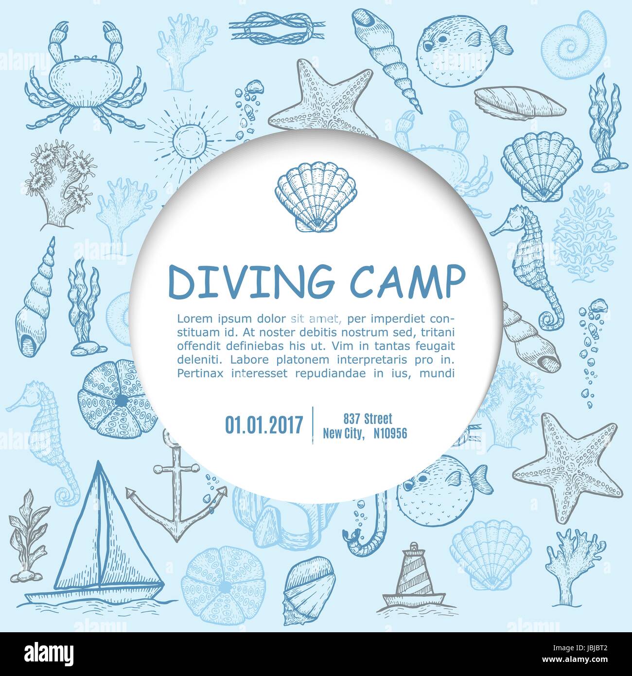 Naval hand drawing vector presentation template Stock Vector Image ...