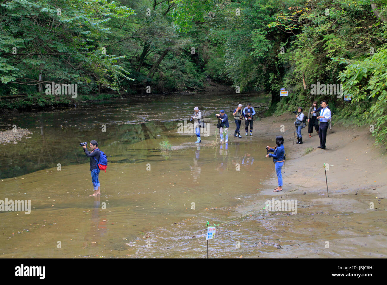 Photographers Taking Pictures of Nomizo-no-Taki Waterfalls in Kimitsu ...
