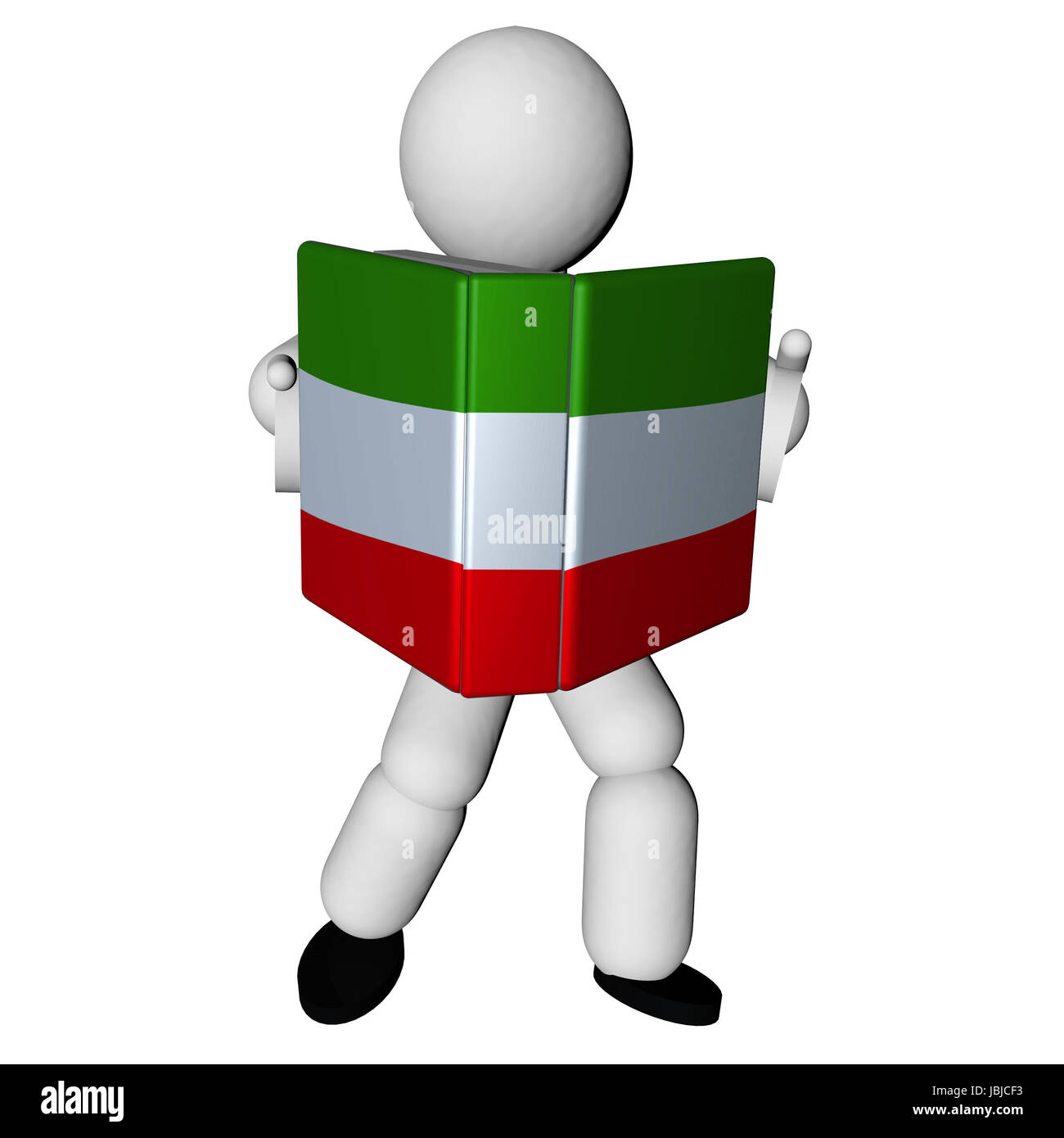 Puppet reading book with Italian flag on cover, 3d render Stock Photo ...