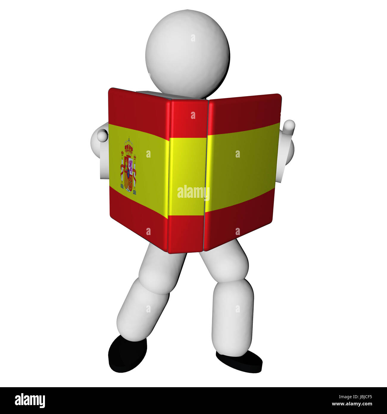 Puppet reading book with Spanish flag on cover, 3d render Stock Photo ...