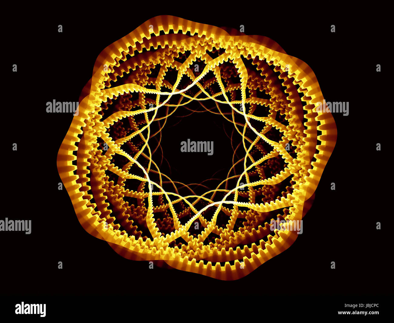 Golden Gears series. Background of golden fractal gear elements for ...