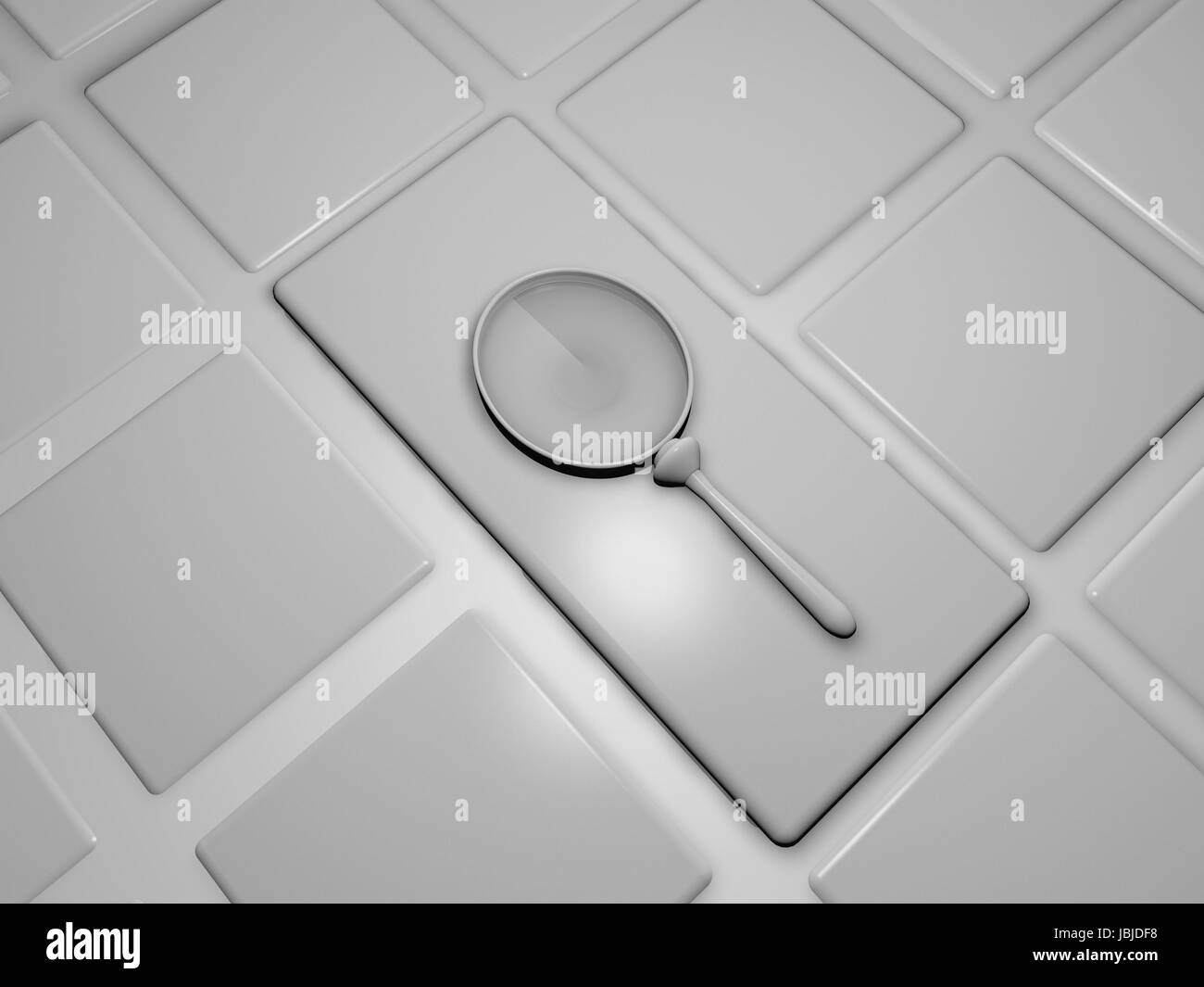 Lens symbol for search over keyboard, 3d render Stock Photo - Alamy